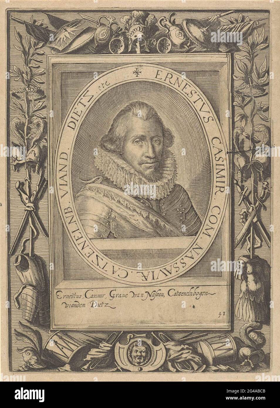 Portrait of Ernst Casimir, Count of Nassau Dietz. Portrait of serious ...