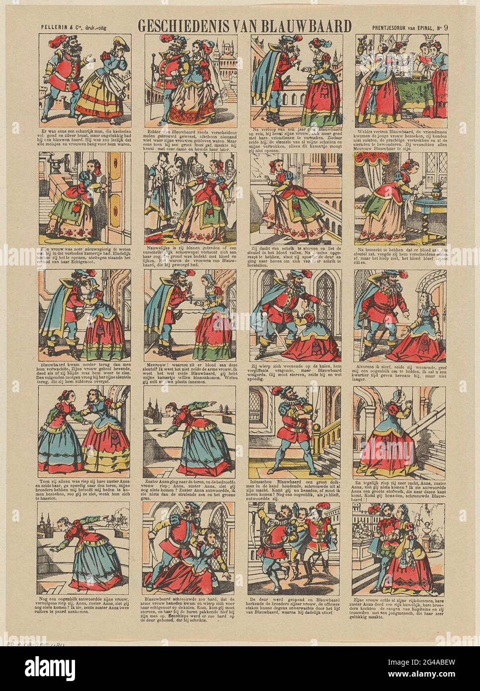 History of blue beard; Print print from Épinal. Sheet with 20 ...