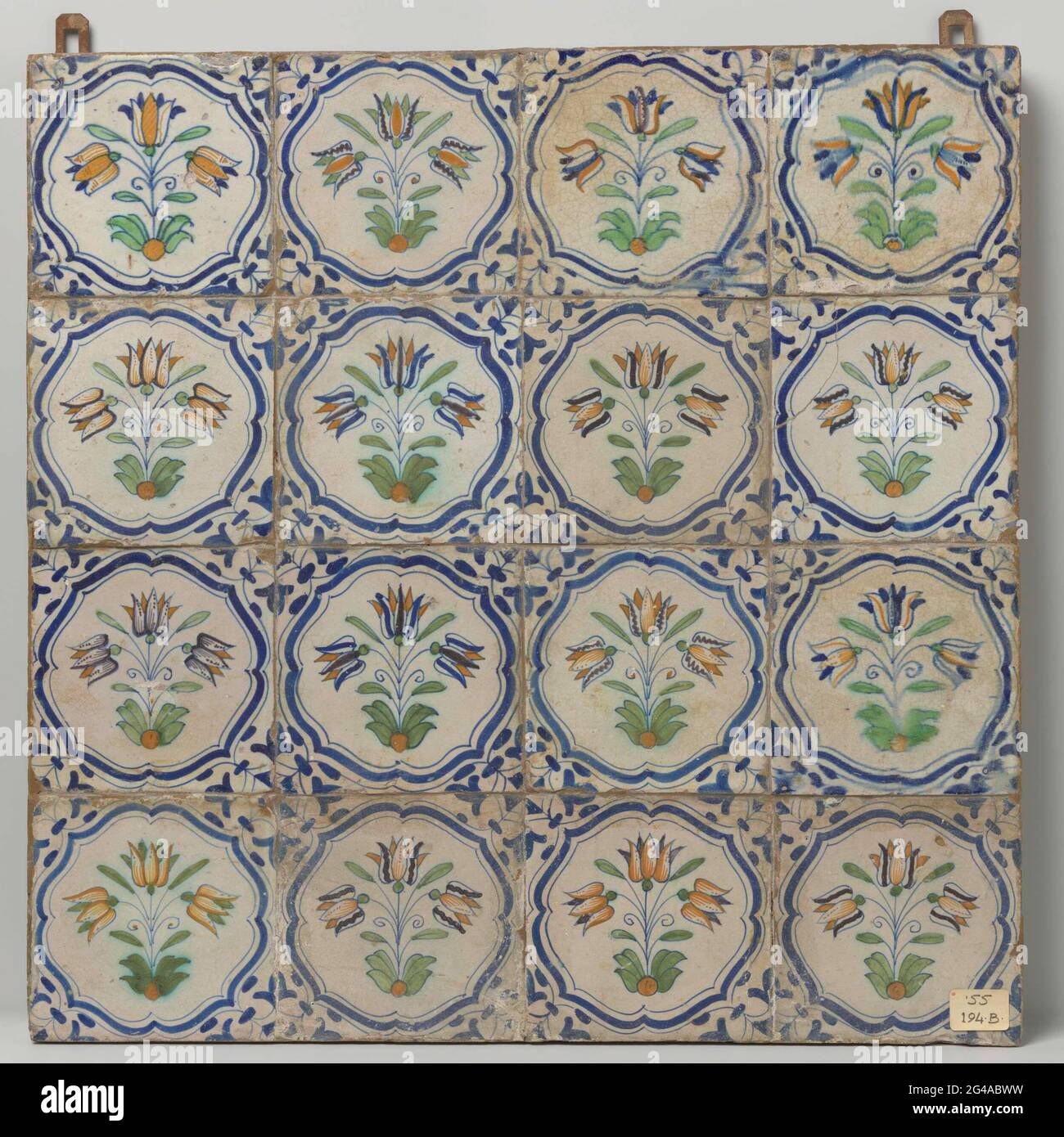 Field of sixteen tiles with trie tulips. Field of sixteen tiles (4 x 4 ...