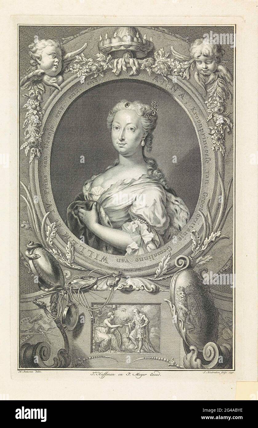 Portrait of Hanover Anna. Portrait of Anna in an oval with peripheral ...