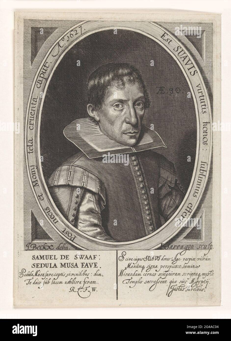 Portrait of Samuel de Swaef. Bust to the right of the artist Samuel de ...