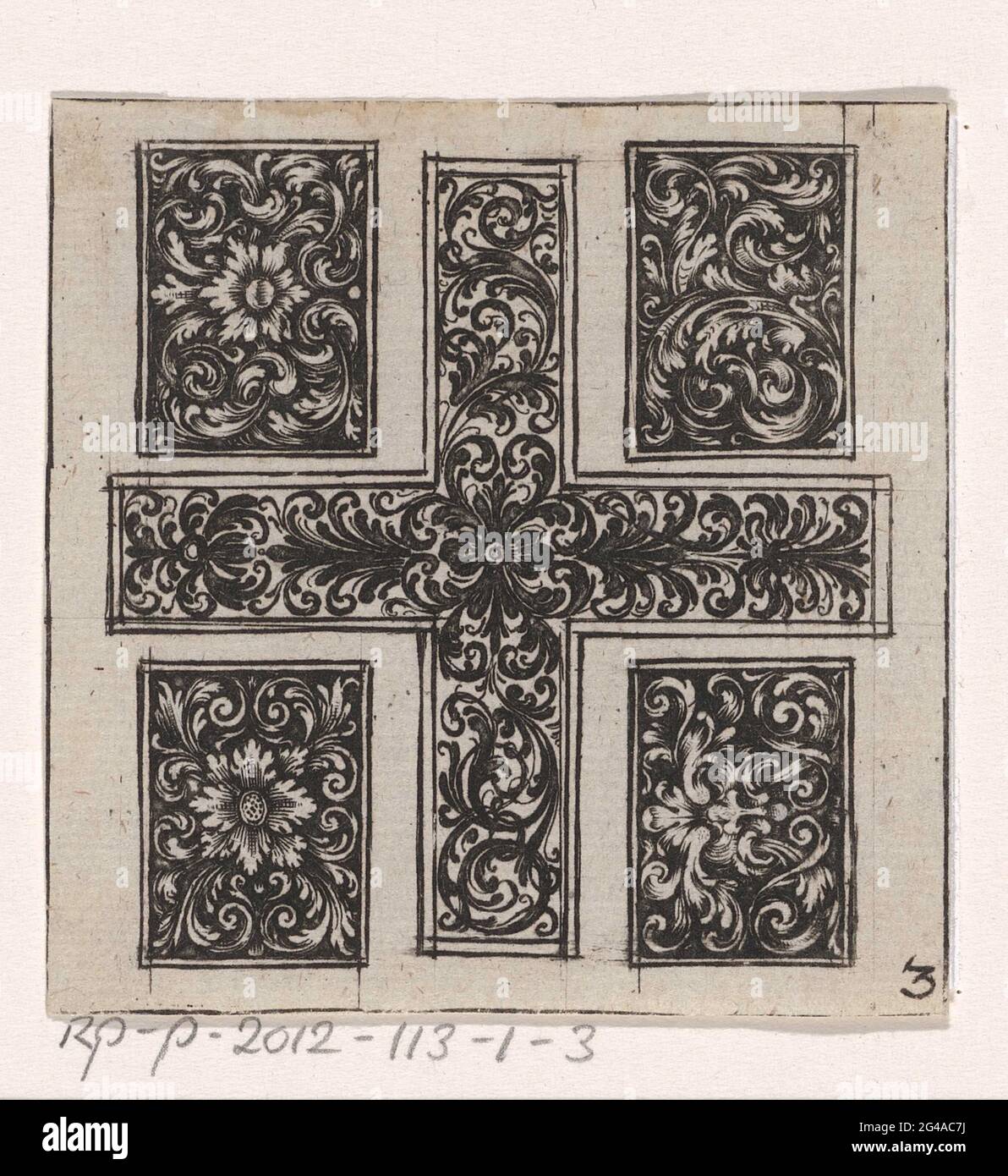 Greek cross with four rectangles; Series of six ornaments for ...