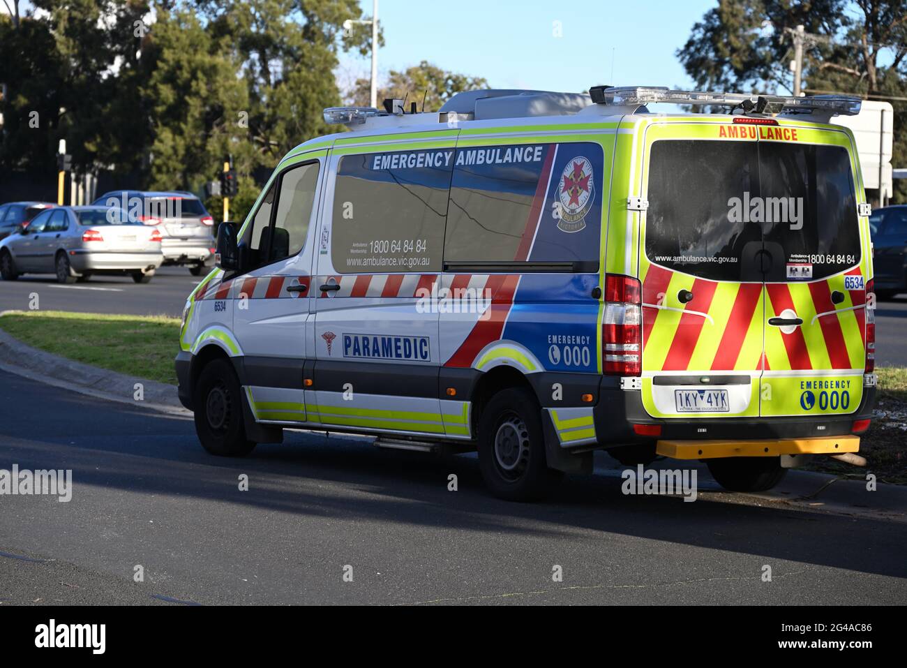 An Ambulance Victoria ambulance on Nepean Hwy Service Rd, near Centre ...