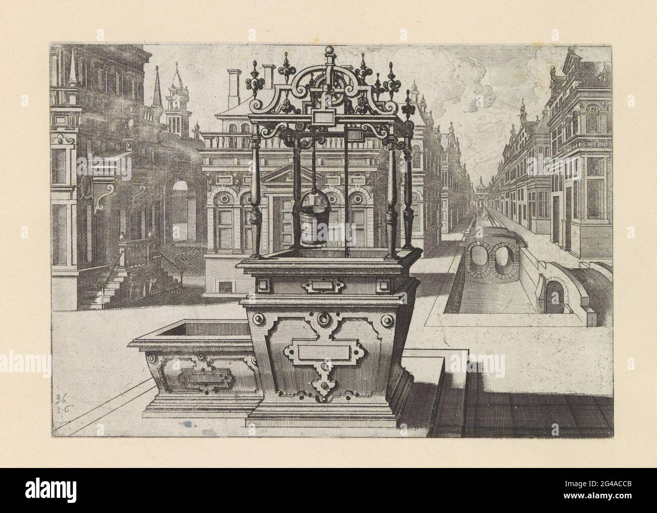 Square well with batter; Water wells. A square at the end of a canal ...