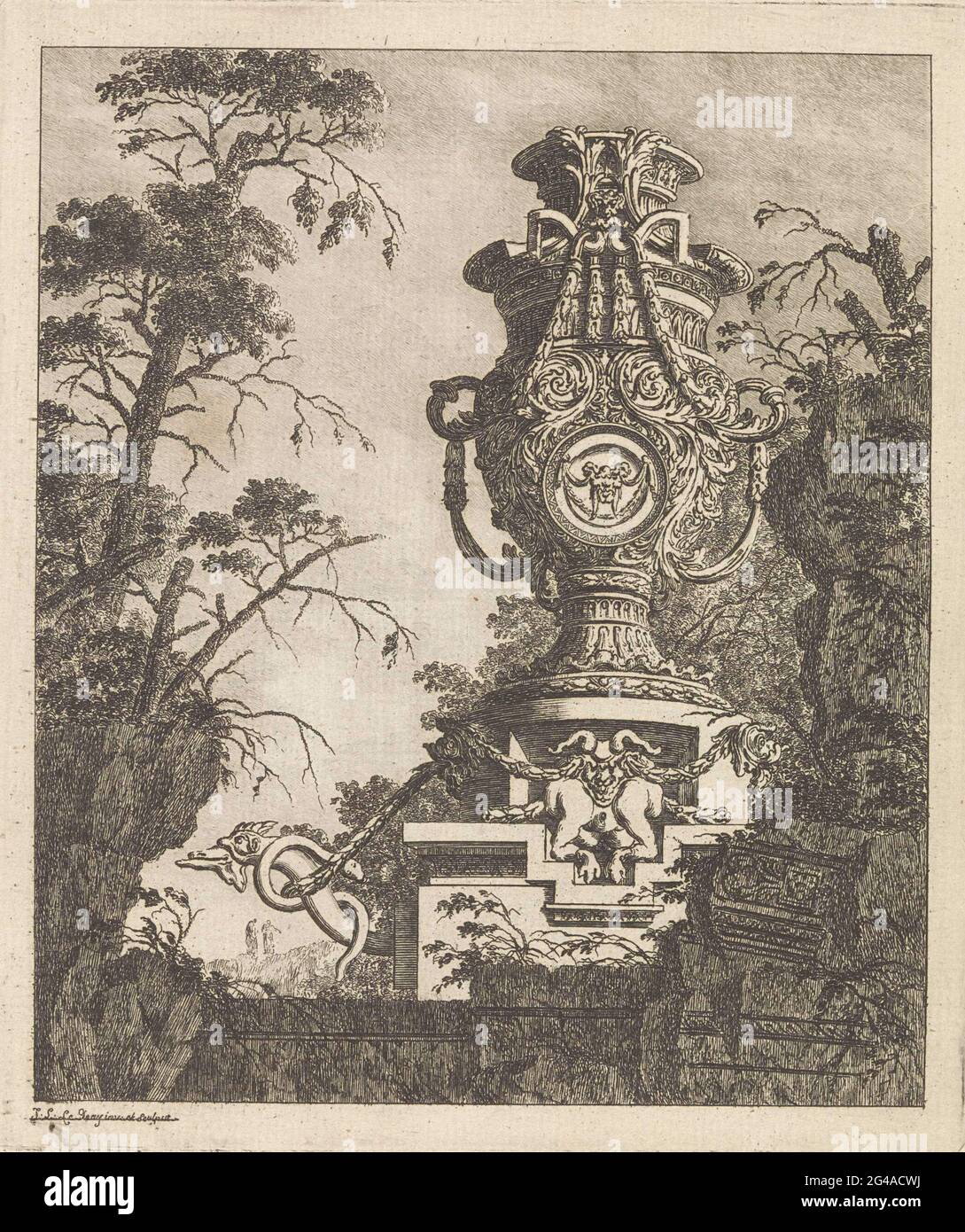 Landscape with grotesque vase. Landscape with grotesque vase. Part of ...