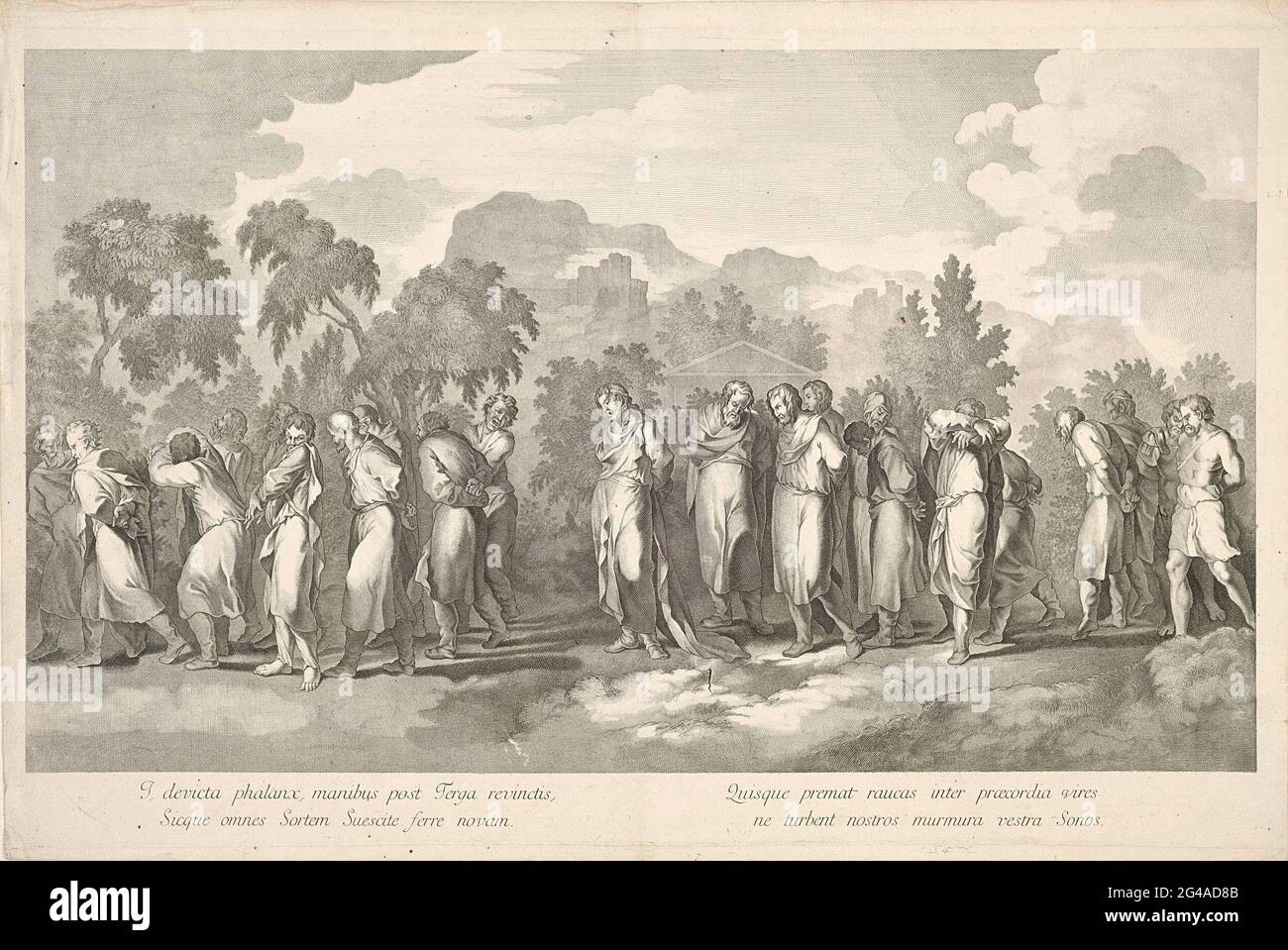 Procession in landscape; Triumphal of Alexander the Great in Babylon. A ...