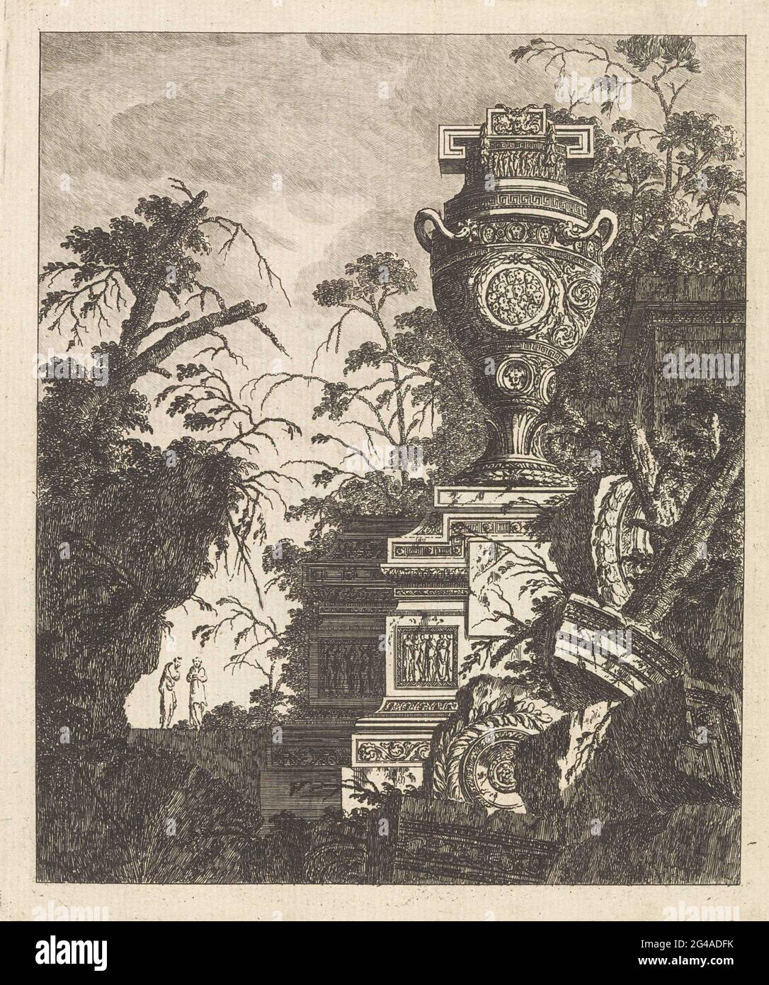 Landscape with ruins and grotesque vase. Landscape with ruins and ...