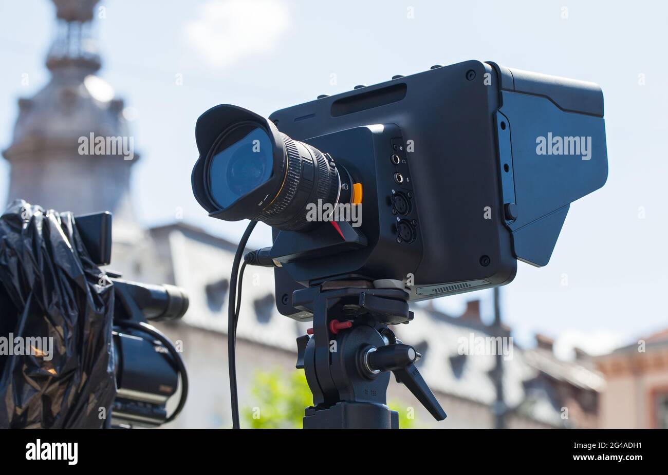 Modern professional broadcast camera setup Stock Photo - Alamy