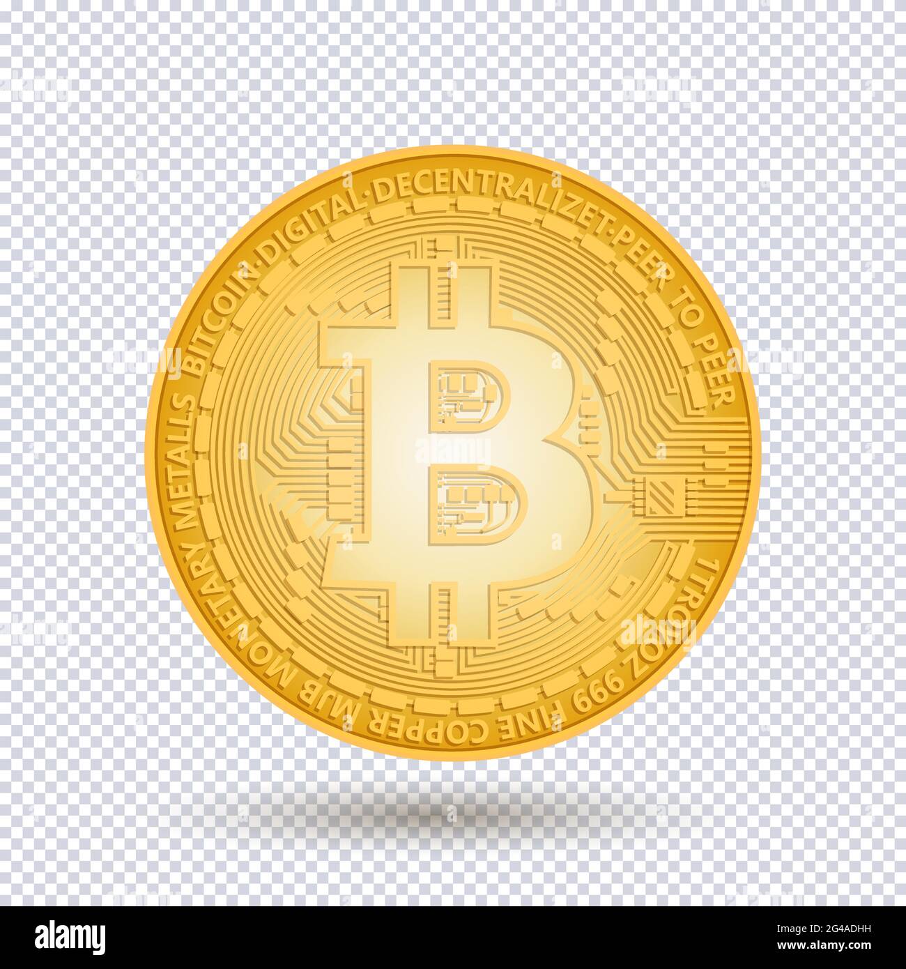 Cryptocurrency gold coin with gold bitcoin symbol on the obverse ...