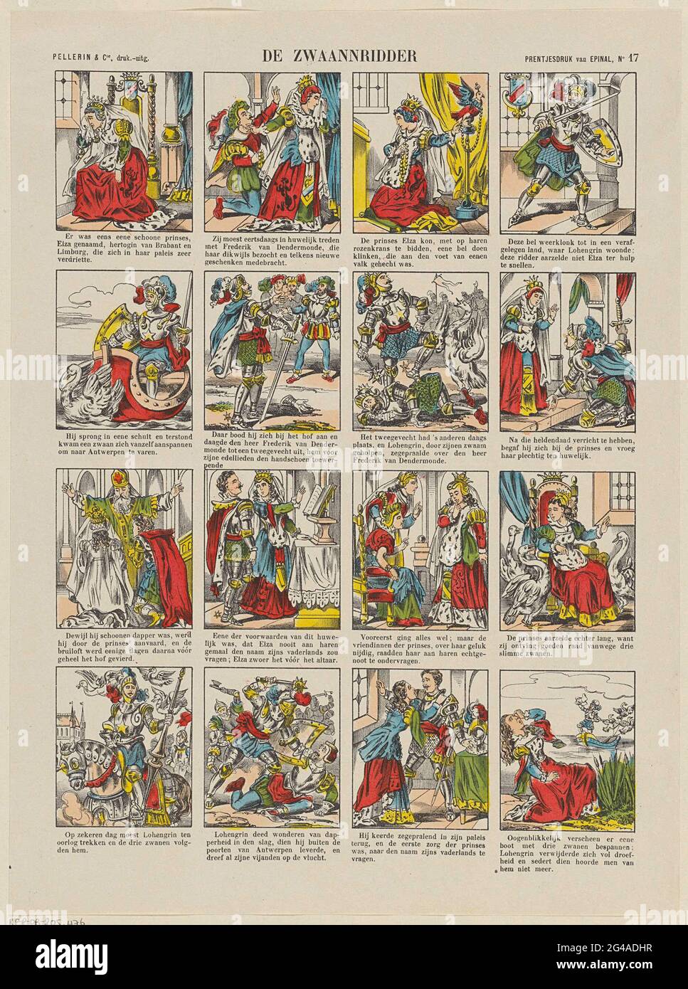 The swan knight; Print print from Épinal. Leaf with 16 performances ...