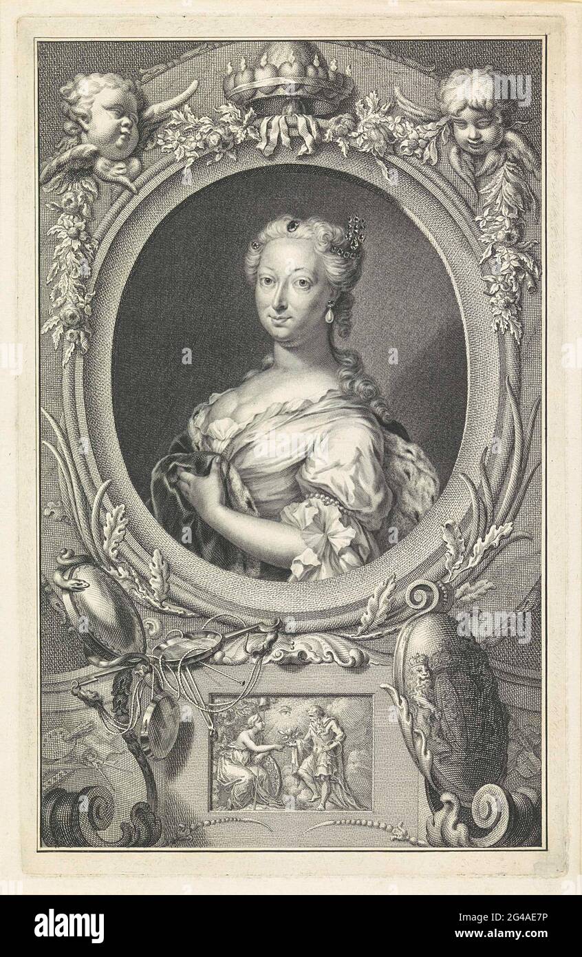 Portrait of Hanover Anna. Portrait of Anna in an oval. There is a ...