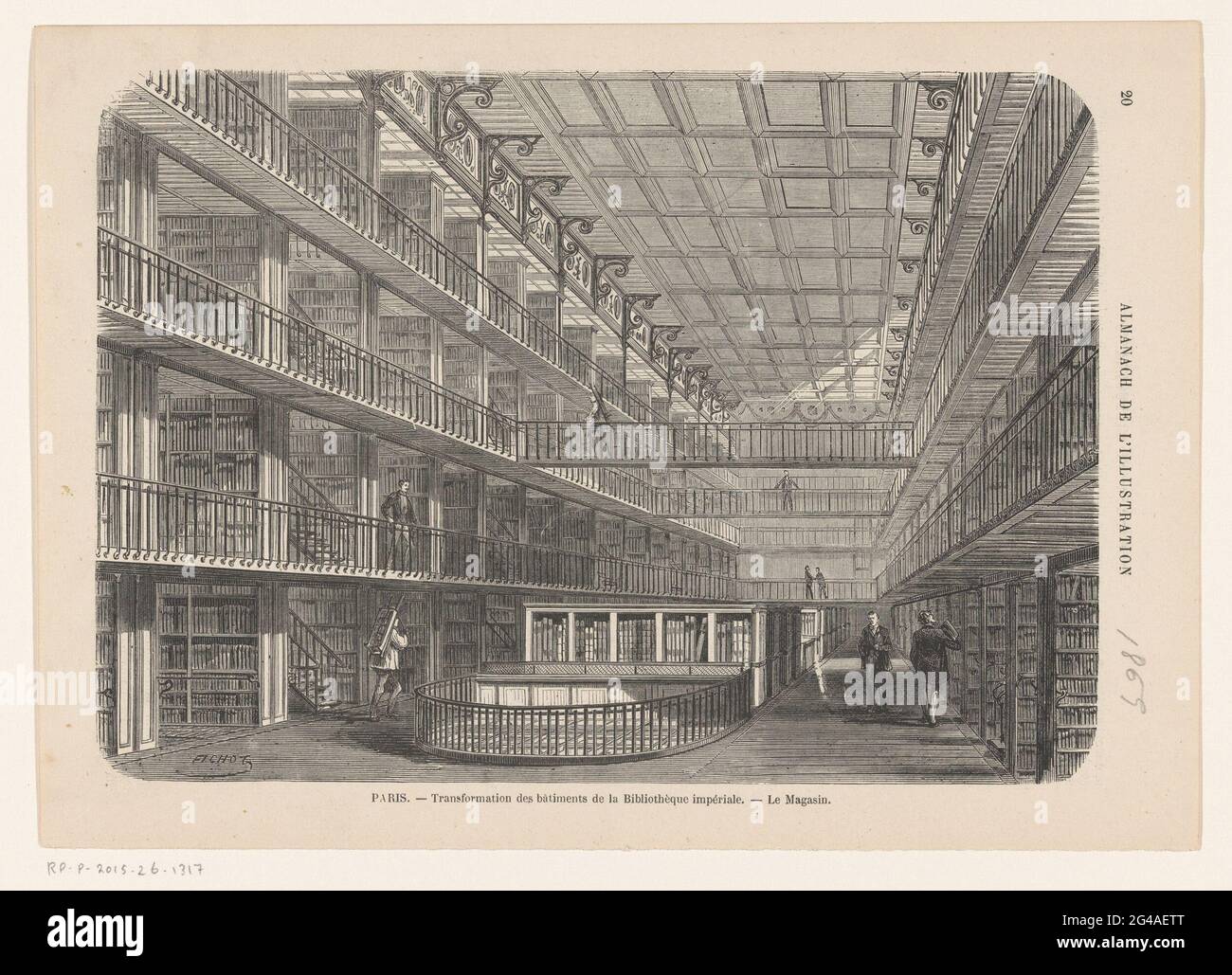 Interior of the Bibliothèque Impériale in Paris; Paris - Transformation ...