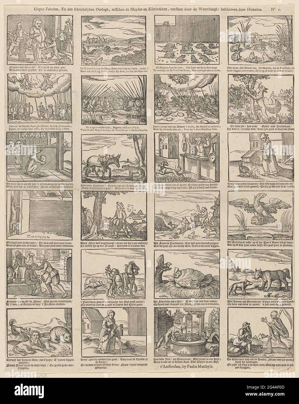 Fabel from the battle between the mouse and the frog from the Aesopus ...