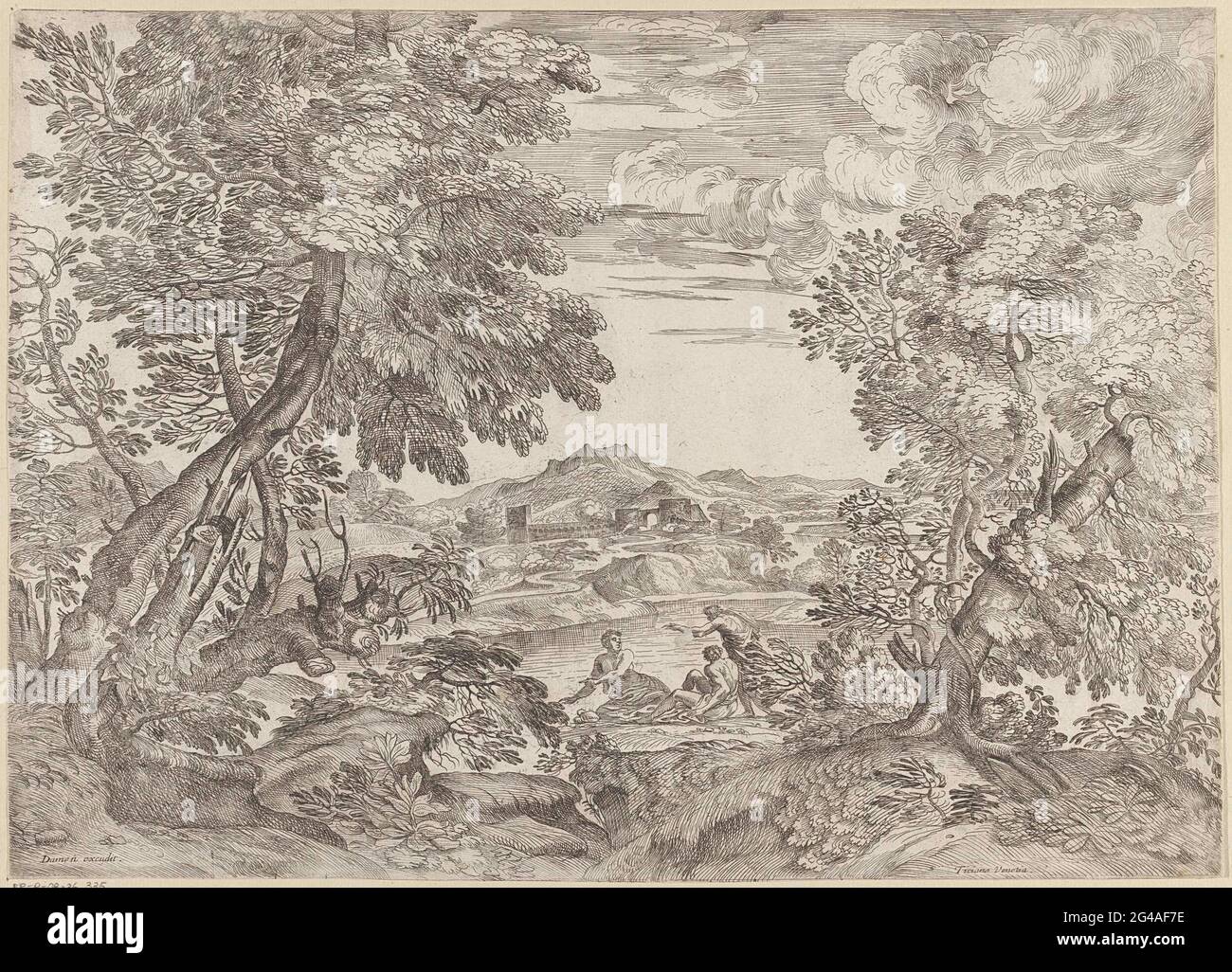 Landscape with three men. Landscape with three men on the edge of a ...