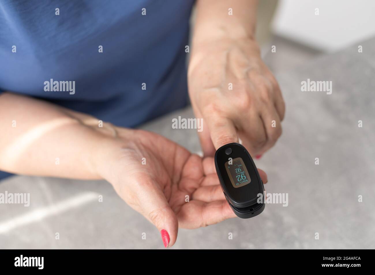 Assessment of the respiratory system function. measurement of blood ...