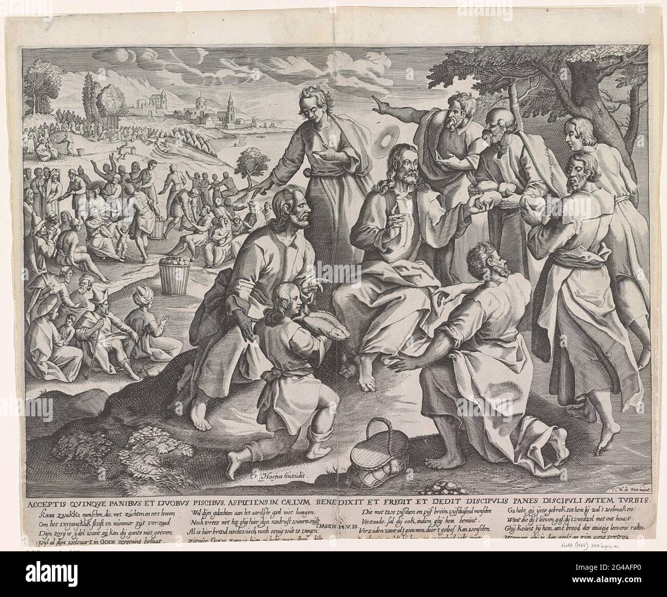 Wonderful multiplication of breads and fish; Acceptive Quinque Panibus ...