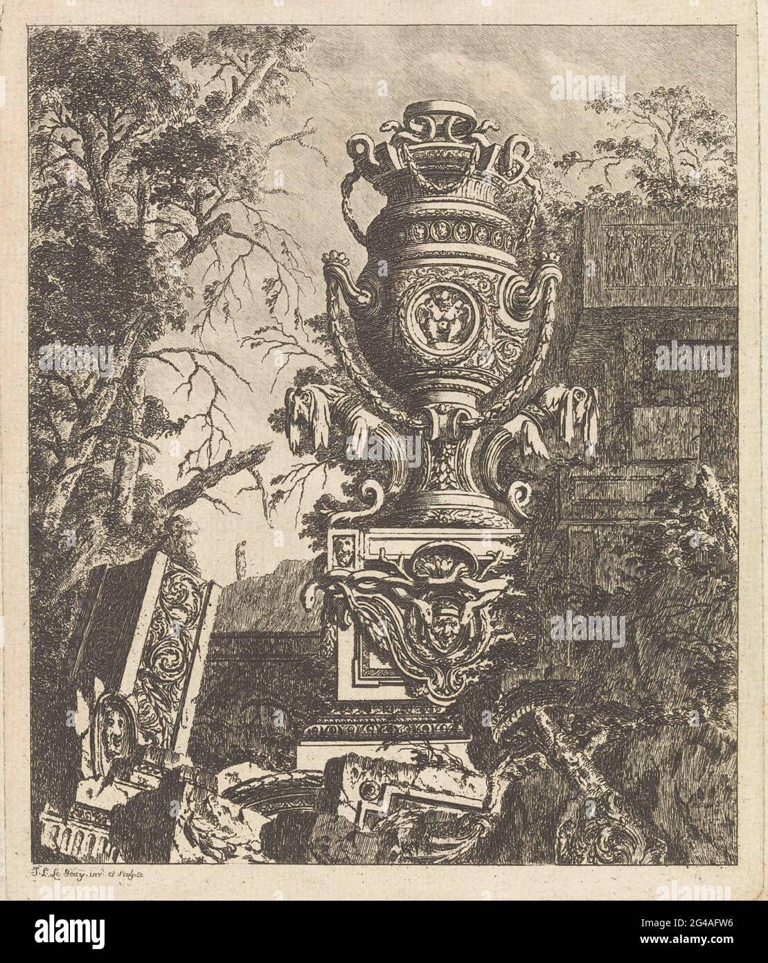 Landscape with ruins and a grotesque vase. Landscape with ruins and a ...