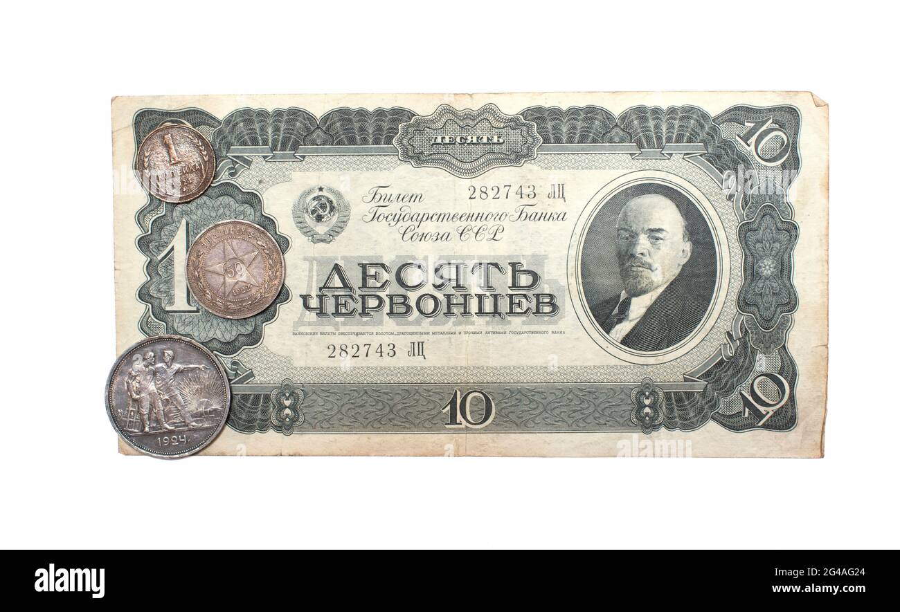 Silver coins ussr banknotes hi-res stock photography and images - Alamy