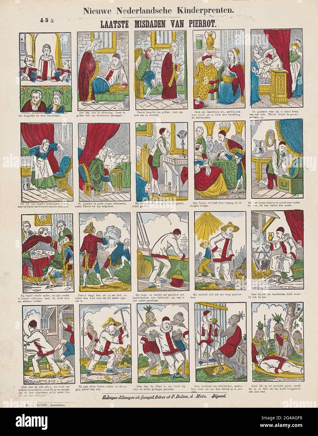 Latest crimes from Pierrot; New Dutch childrens prints. Sheet with 20 ...