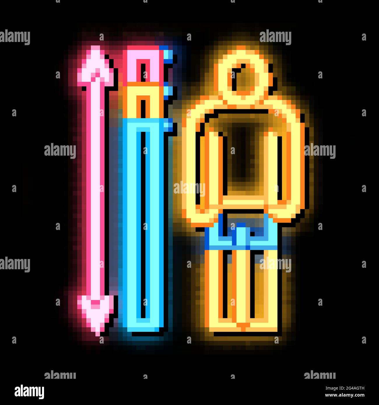 human height measurement neon glow icon illustration Stock Vector Image ...