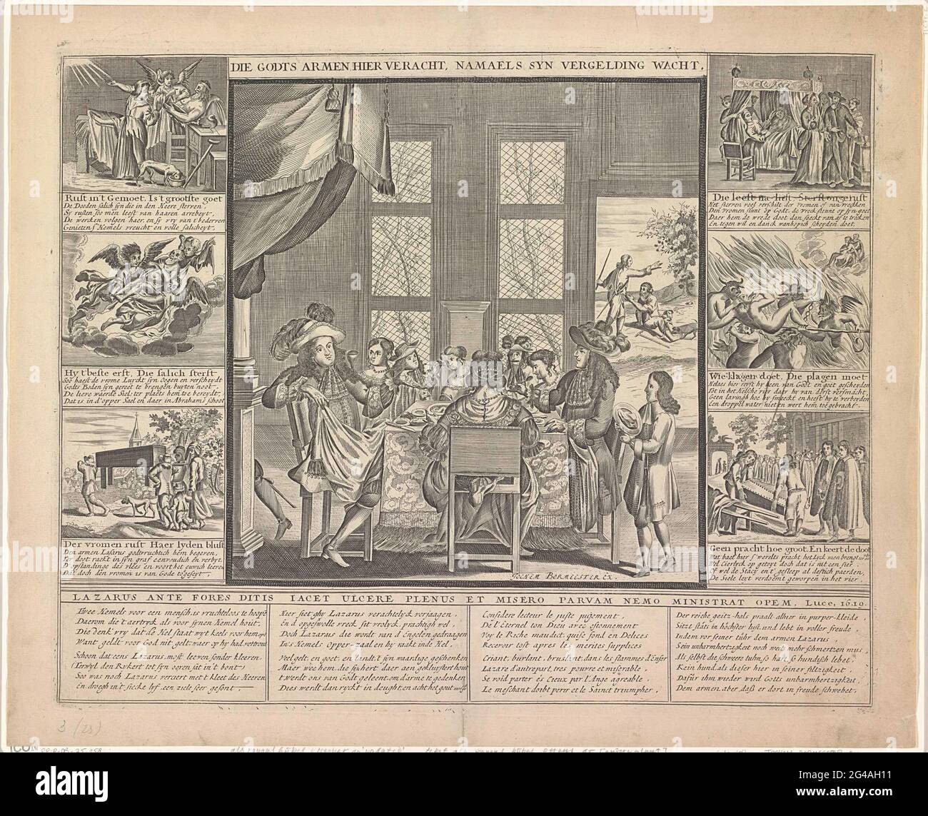 Lazarus and the rich man; Who despised Godts arms here, Namaels Syn ...