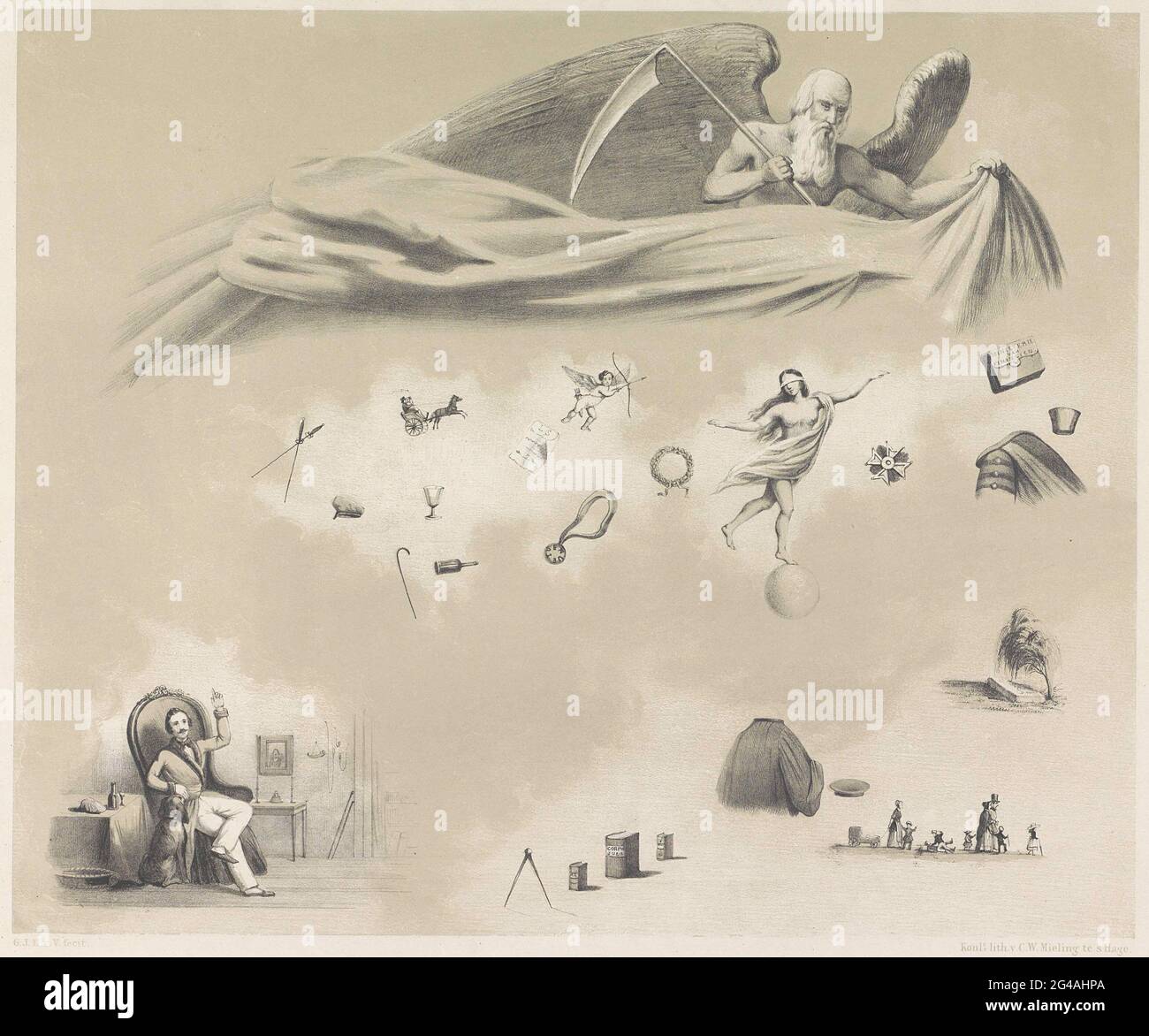 Cartoon from Utrecht student almanac, 1852. Cartoon from student ...