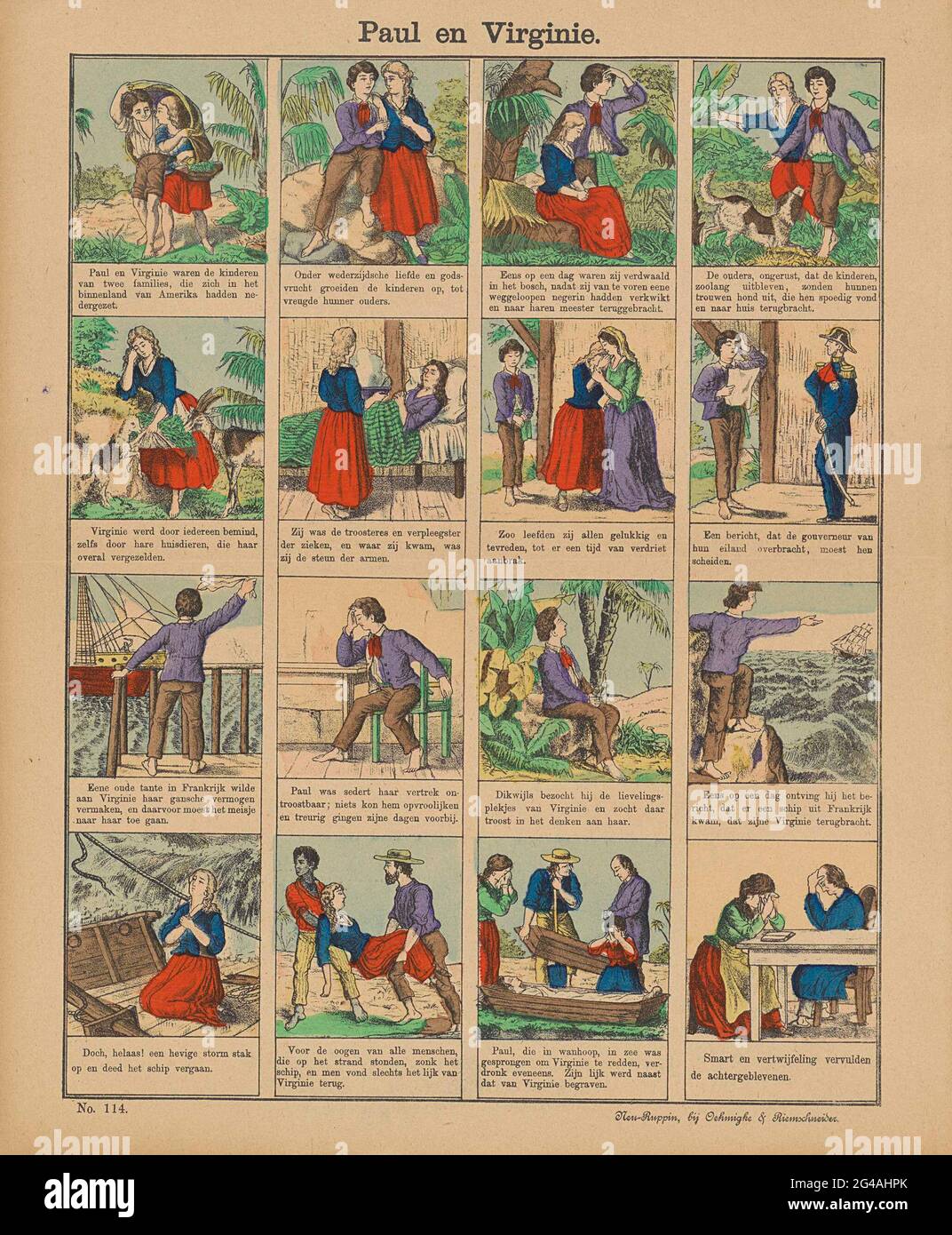 Paul and Virginie. Sheet with 16 performances from the story of Paul ...
