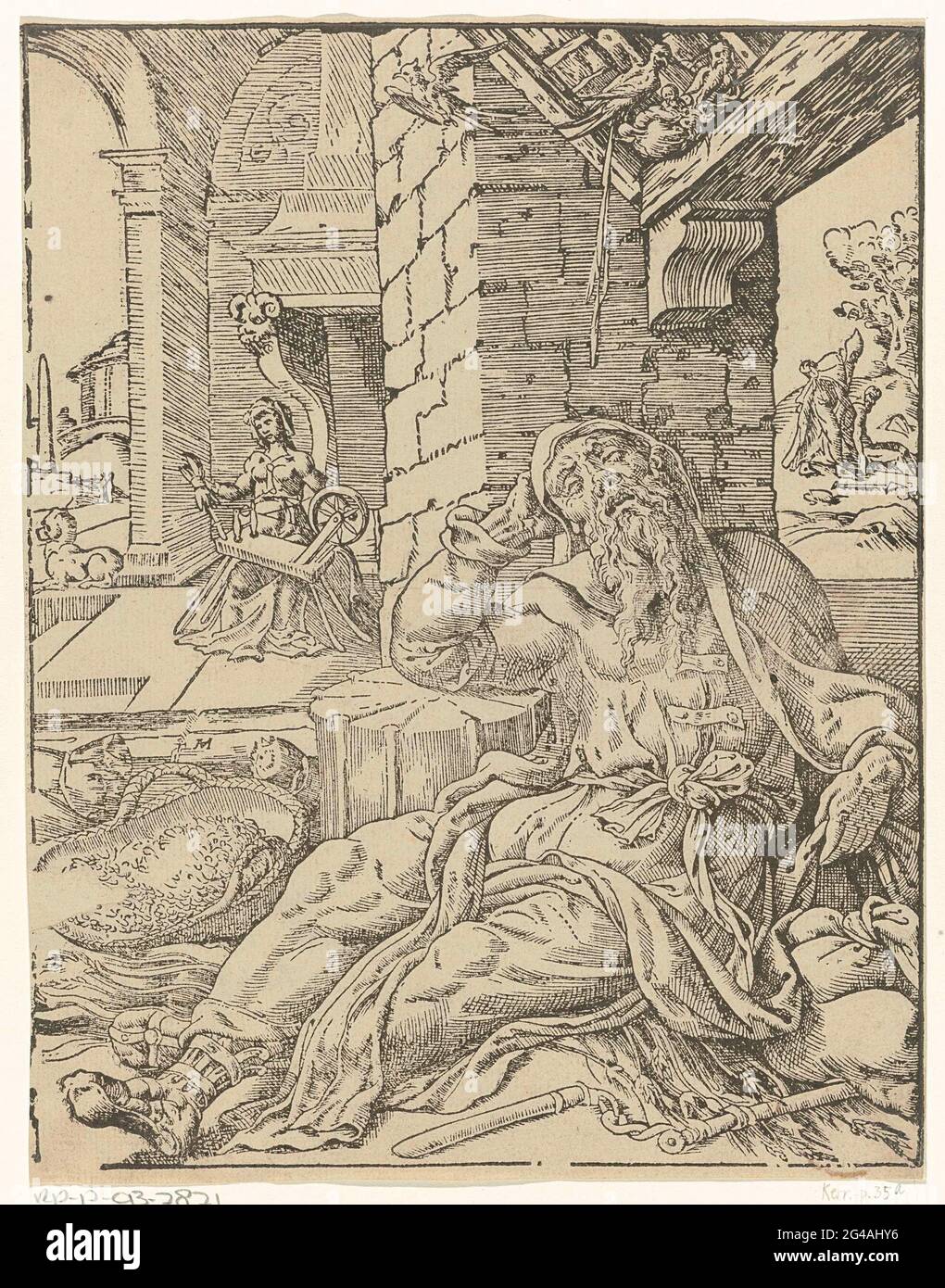 Tobits blindness; History of Tobias. In the background, Tobit buried ...