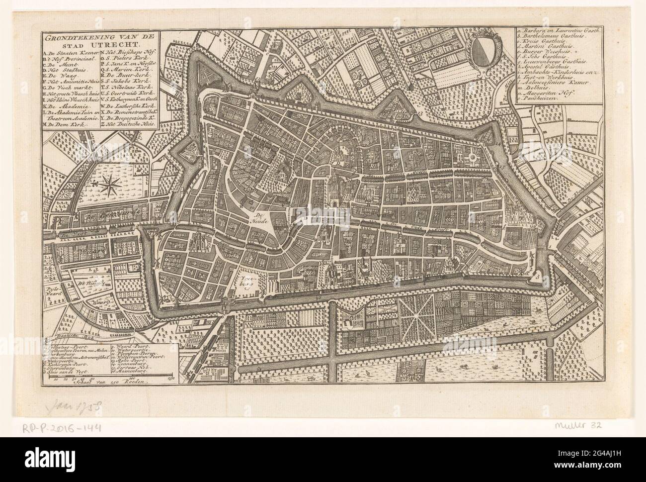 Map of the city of Utrecht; Ground drawing of the city of Utrecht ...