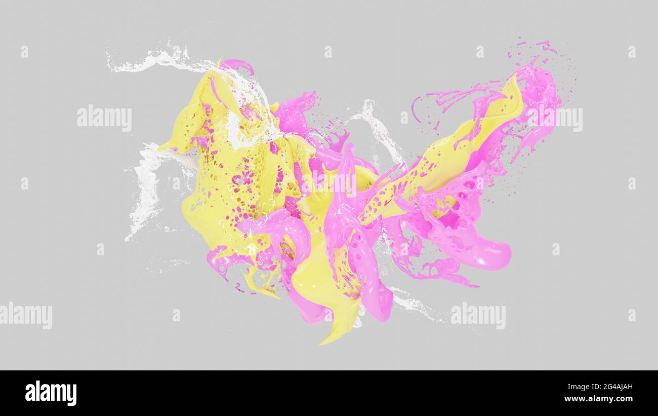 3D render, Colour liquids Splash, Abstract fluid background Stock Photo ...