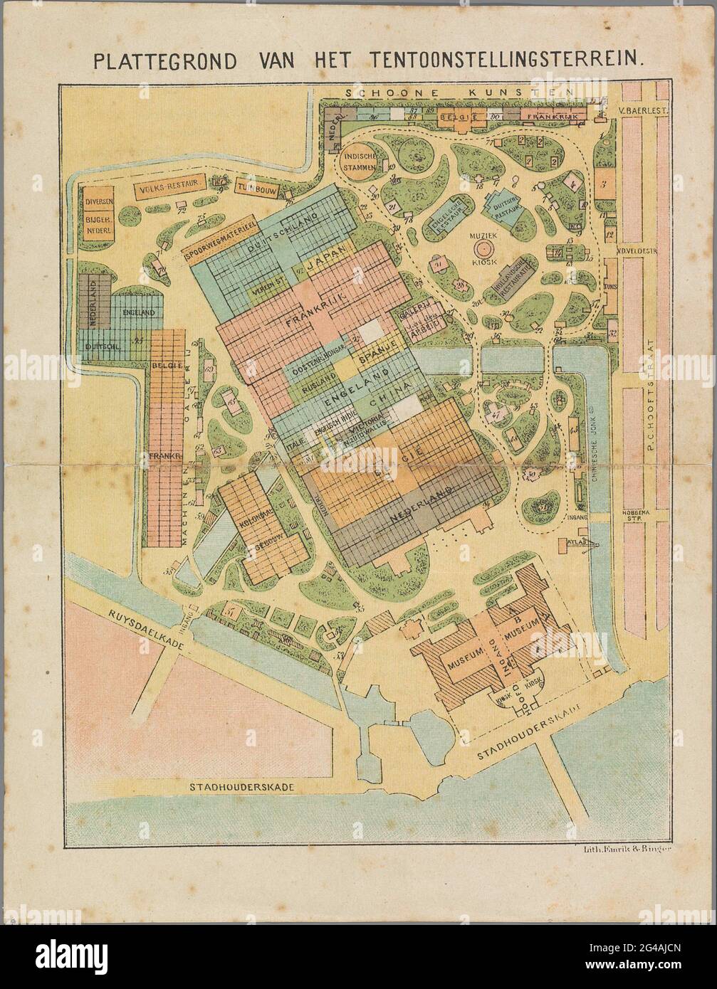 Floor plan of the world exhibition in Amsterdam, 1883; Floor plan of ...