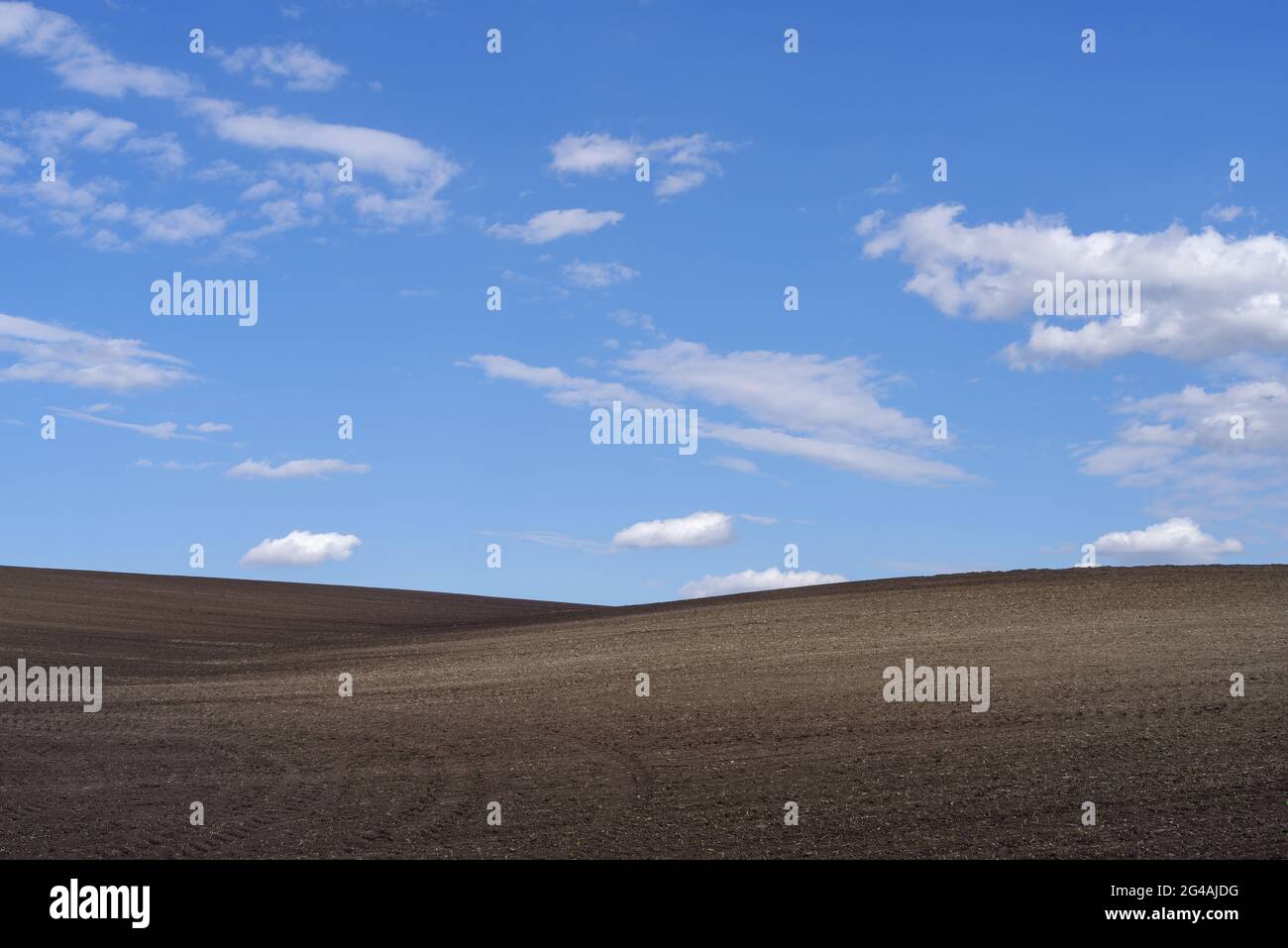 Field ploughed in spring. Podilski Tovtry nature reserve in Podolia ...