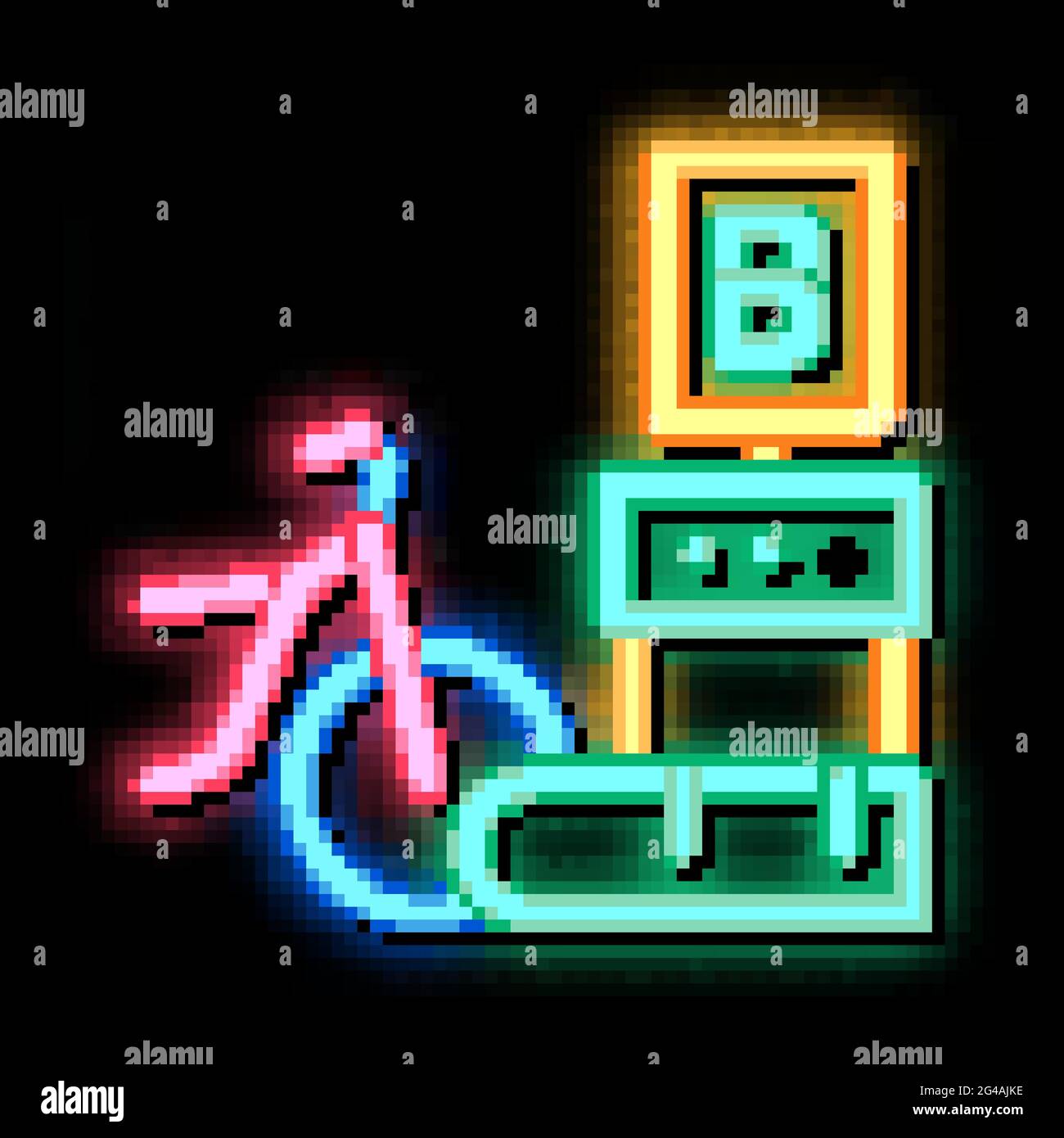 delivery point bike sharing services neon glow icon illustration Stock ...