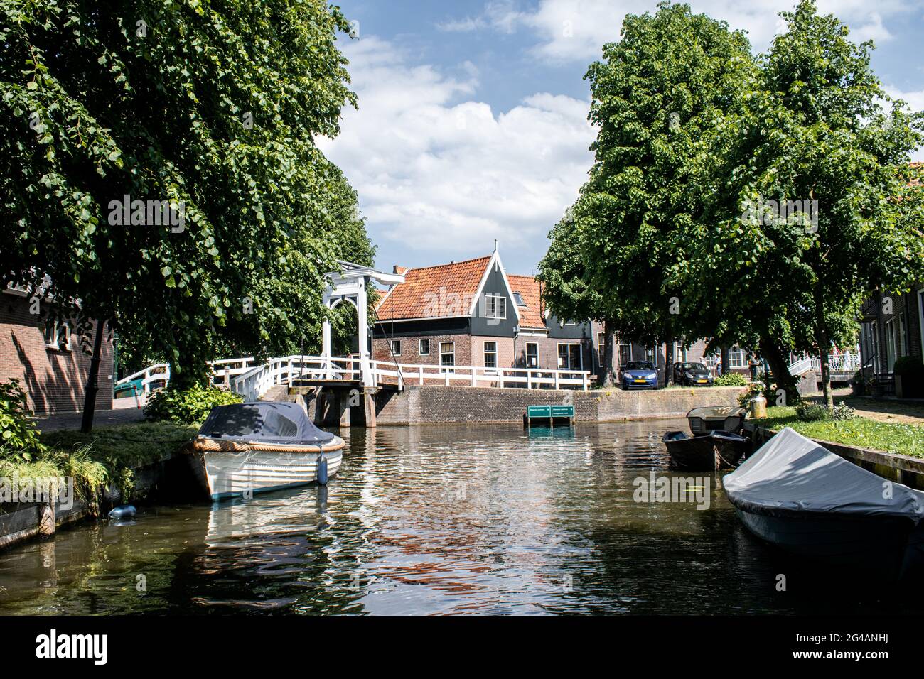 Boat tour through Monnickendam, a village in the Netherlands Stock ...