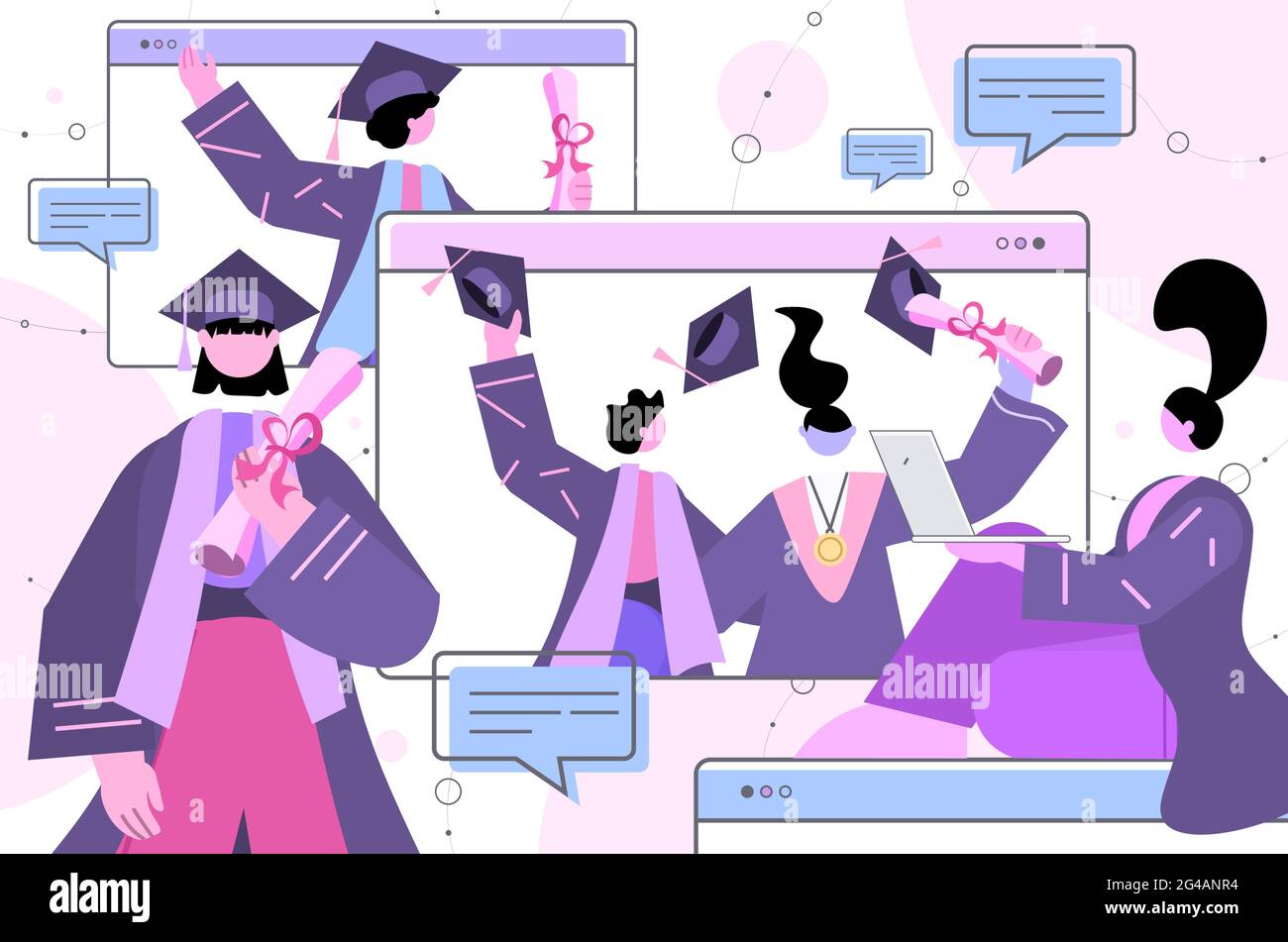 graduated students discussing during video call graduates celebrating ...