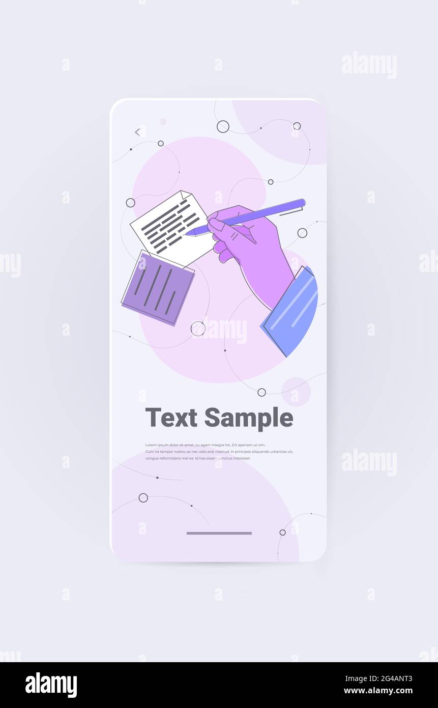 human hand writing notes in mobile app writer journalist or author with ...
