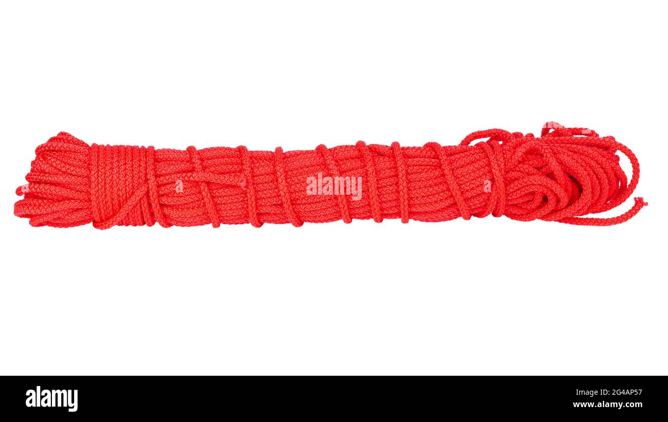 Red nylon rope isolated on white background. File contains clipping ...