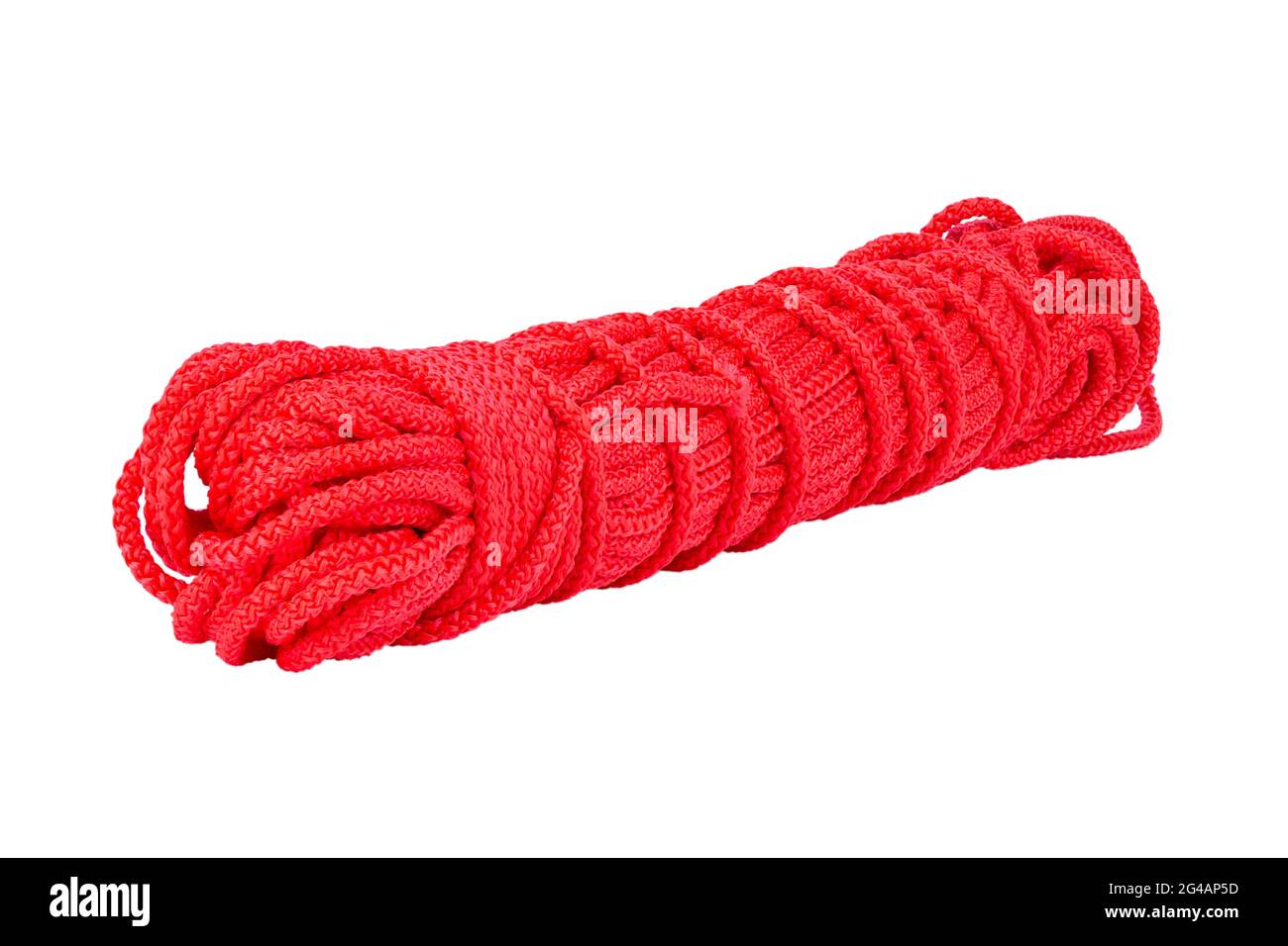 Red nylon rope isolated on white background. File contains clipping ...