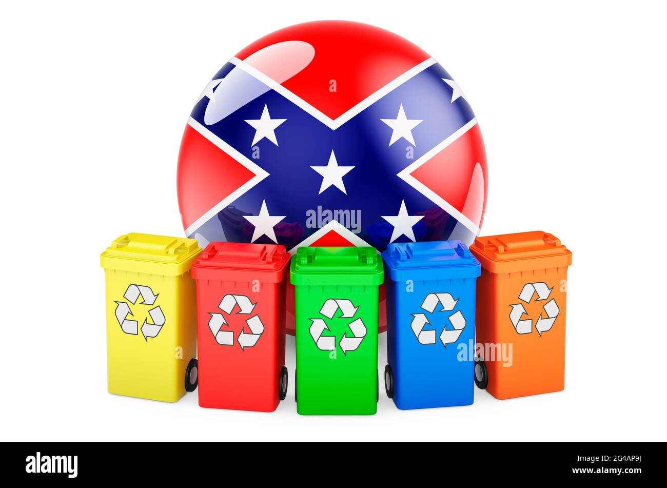 Colored recycling bins with Confederate States of America flag, 3D ...