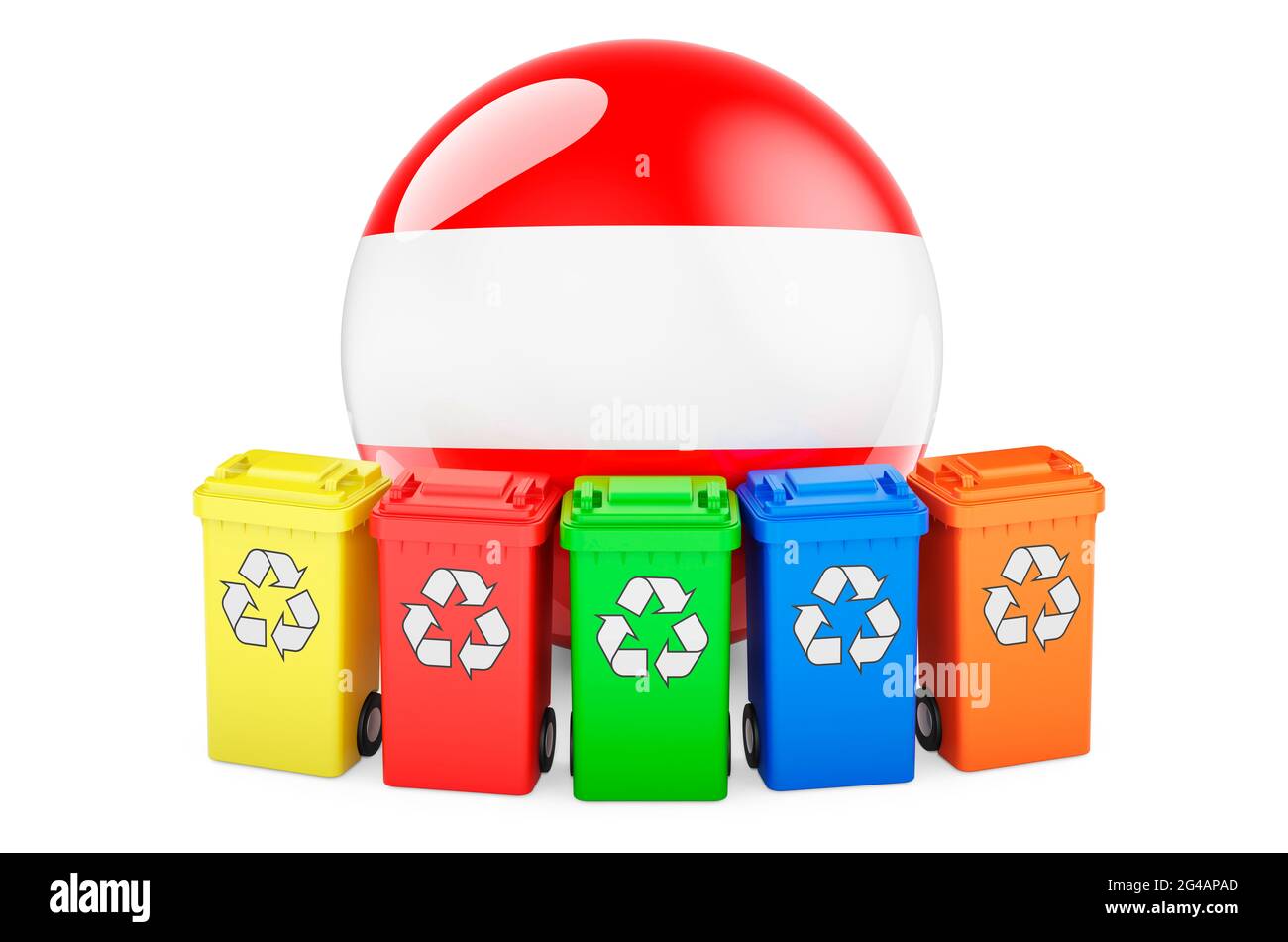 Waste recycling in Austria. Colored recycling bins with Austrian flag ...