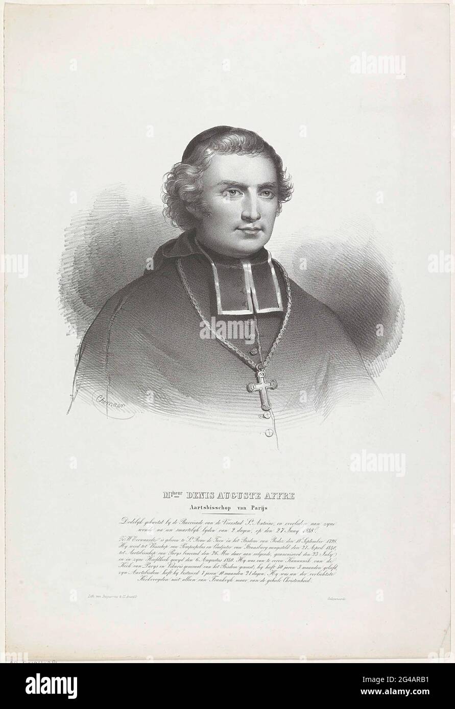 Portrait of Archbishop Denis Auguste Affre. Portressed carries choral ...