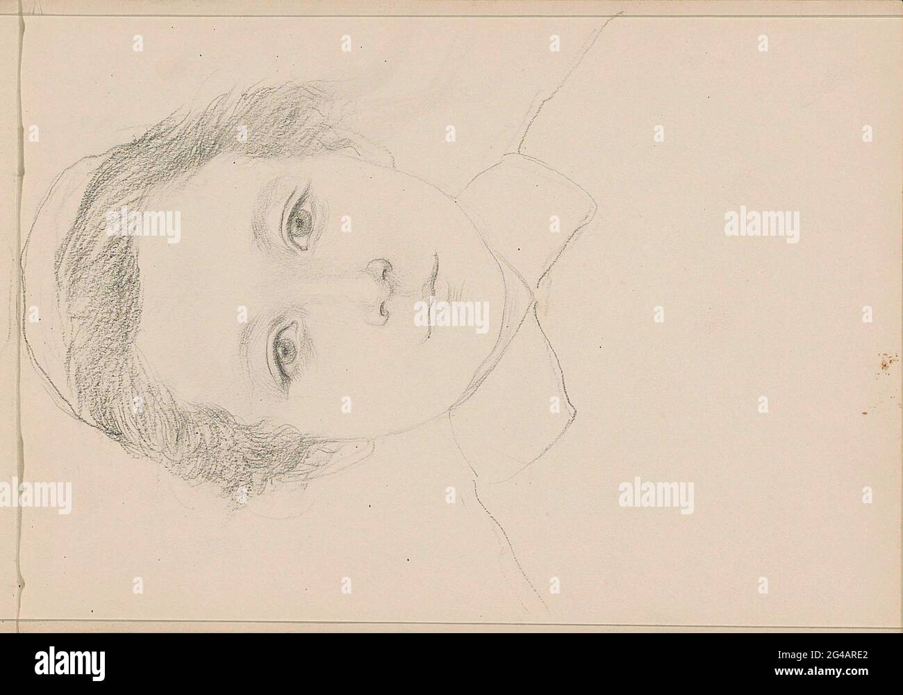 Boy head, seen from the front. Leaf 22 Recto from a sketchbook with 68 ...