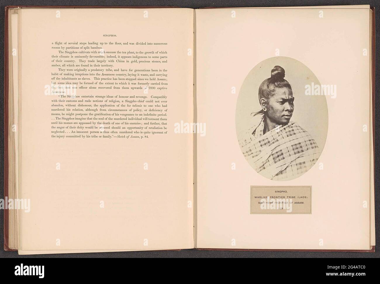 Portrait of an unknown singpho woman from assam; Singpho. Warlike ...