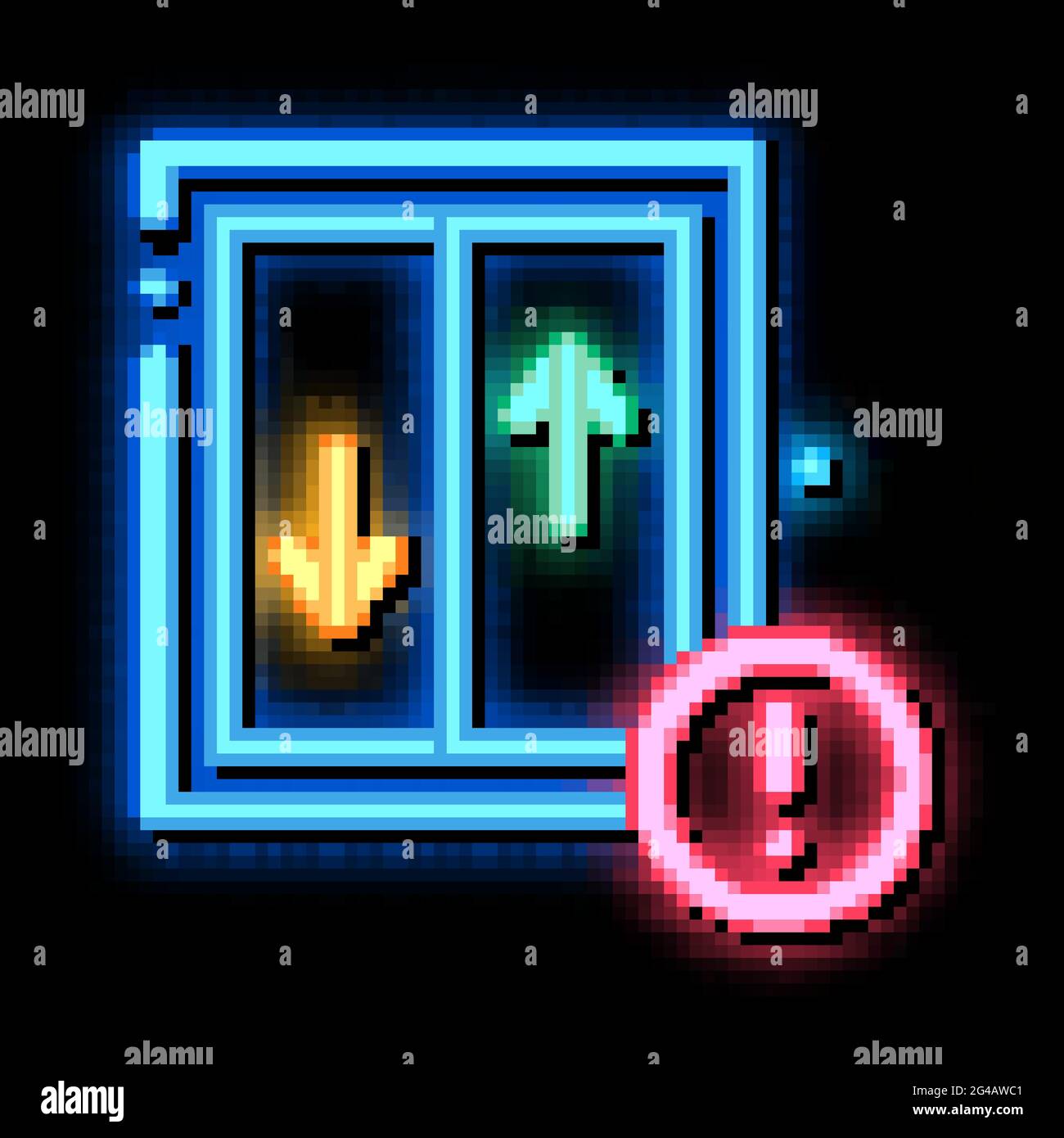 glass falling out of window neon glow icon illustration Stock Vector ...