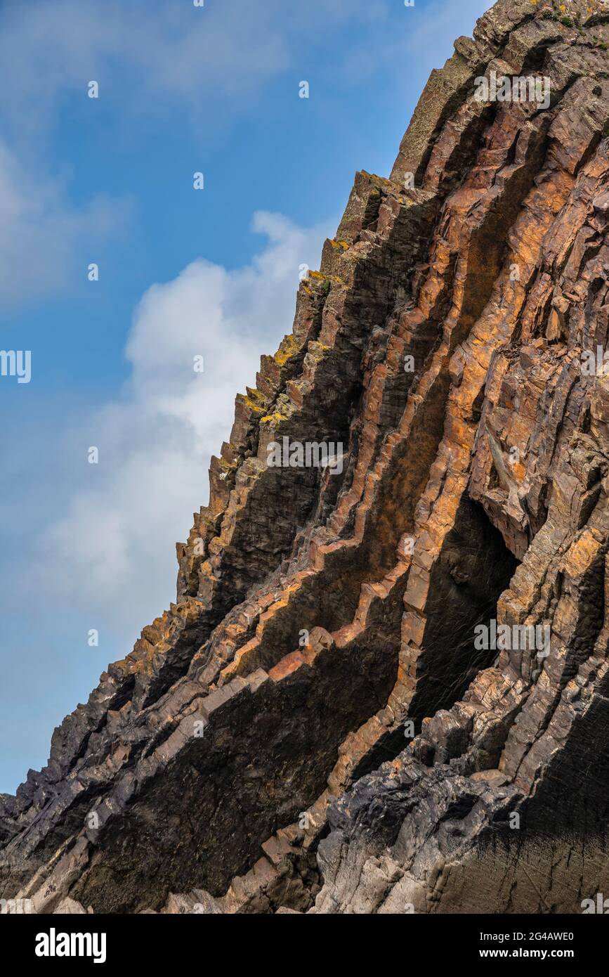 Beautiful landscape image of Blackchurch Rock on Devonian geological ...