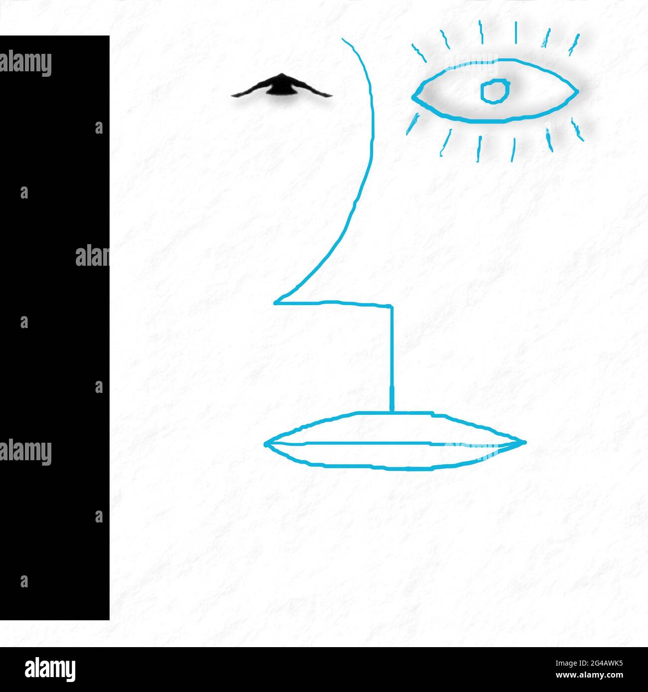 Minimalist sketch of a human face. Bird silhouette. 3D rendering Stock ...