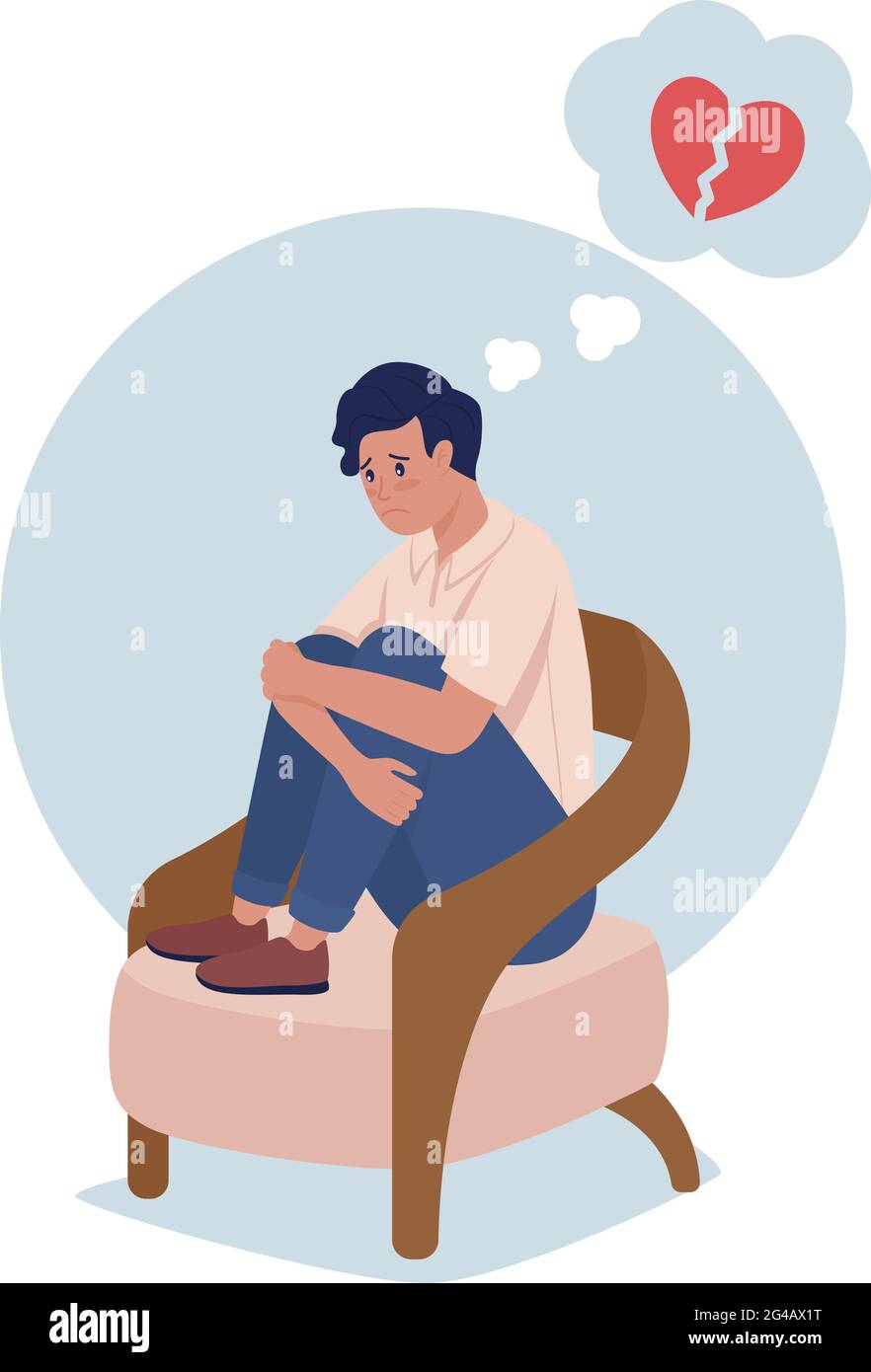 Teenager sad over heartbreak 2D vector isolated illustration Stock ...