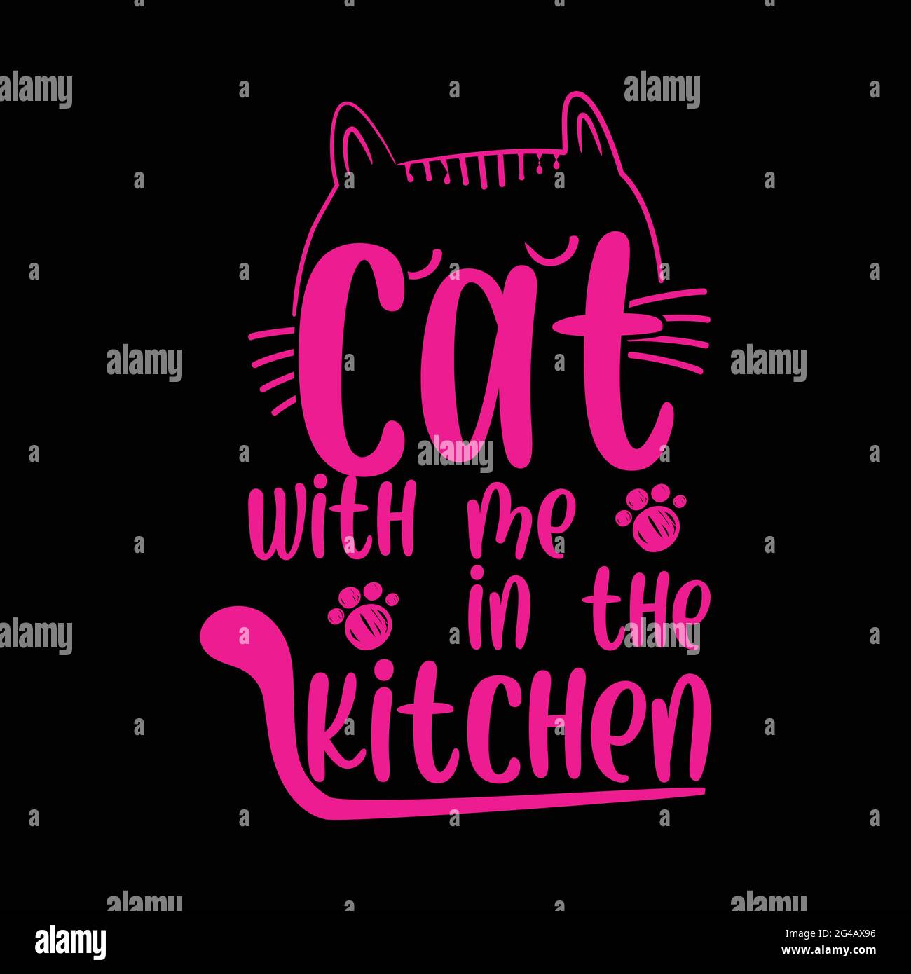 Cat with me in the kitchen. Vector trendy t shirt design Stock Vector ...