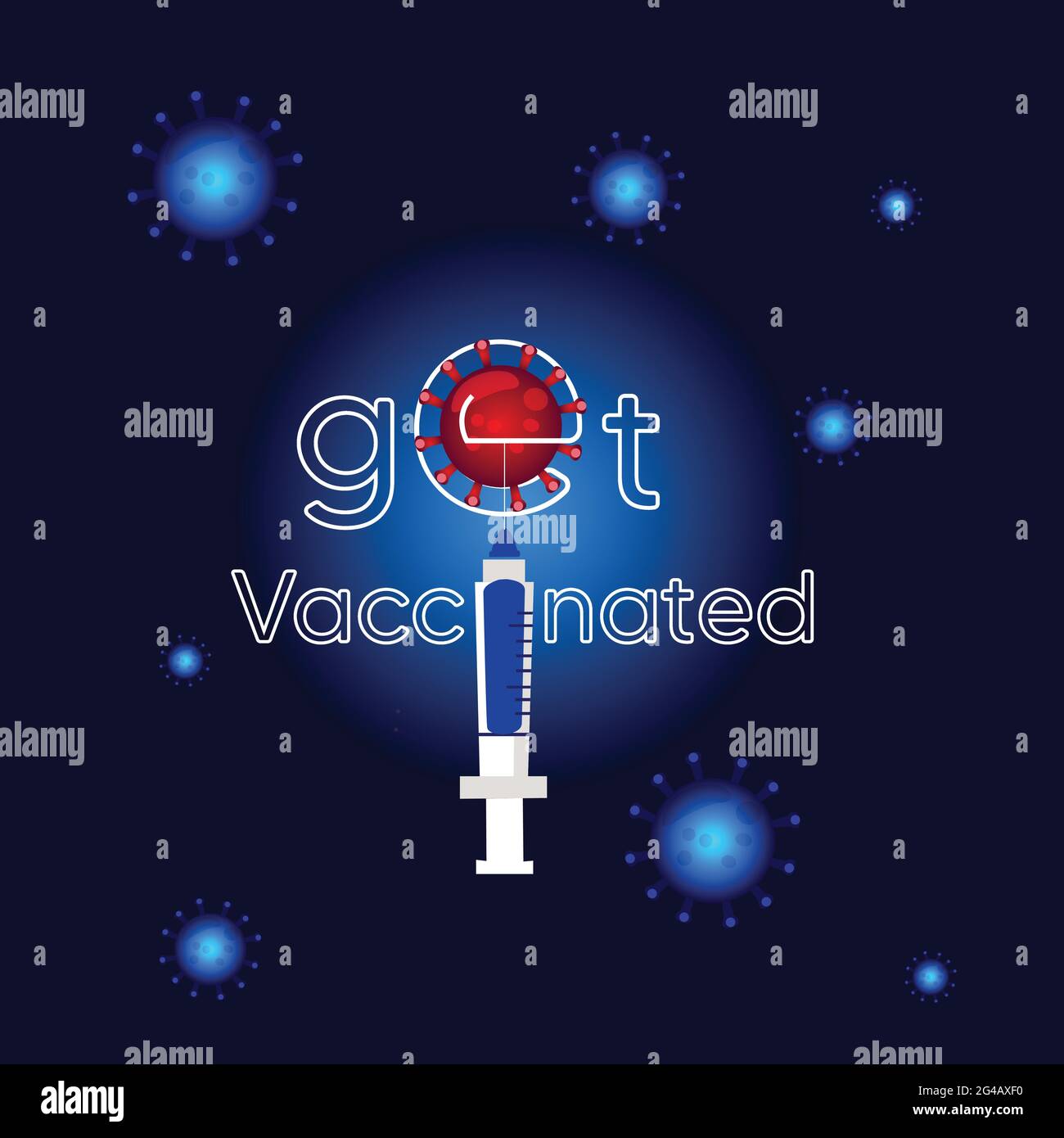 Vaccination illustration with blue background which give message to get ...