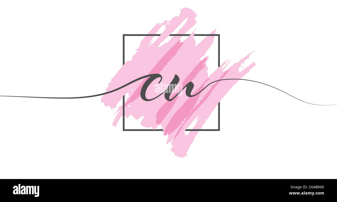 Calligraphic lowercase letters CU in a single line on a colored ...